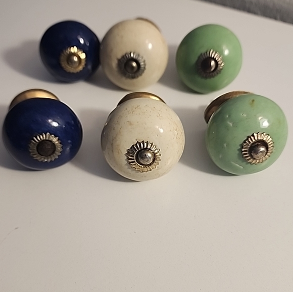 Accents | 6piece Pack Vintage Round Ceramic Door Knobs Drawer Pulls Goldsilver Accents | Poshmark